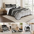 Queen Quilt Bedding Set Black Grey Color Gradient Art Breathable Summer ...