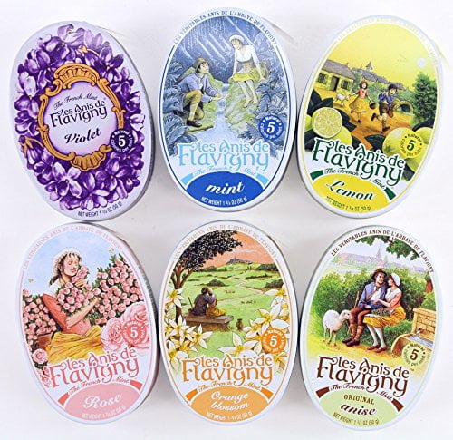 Les Anis De Flavigny Mints 6-Flavor Variety: One 1.75 oz Tin Each of ...