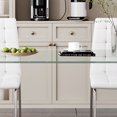 SSLINE Dining Table with 0.39" Thick Tempered Glass Top and White ...