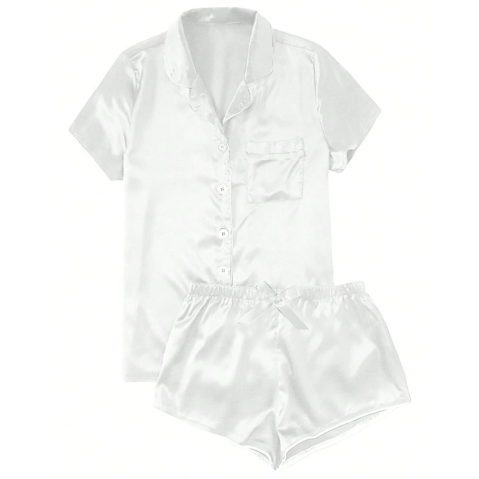 Click here for Yoeyez Satin Silk Pajamas For Women 2pcs Notch Col... prices