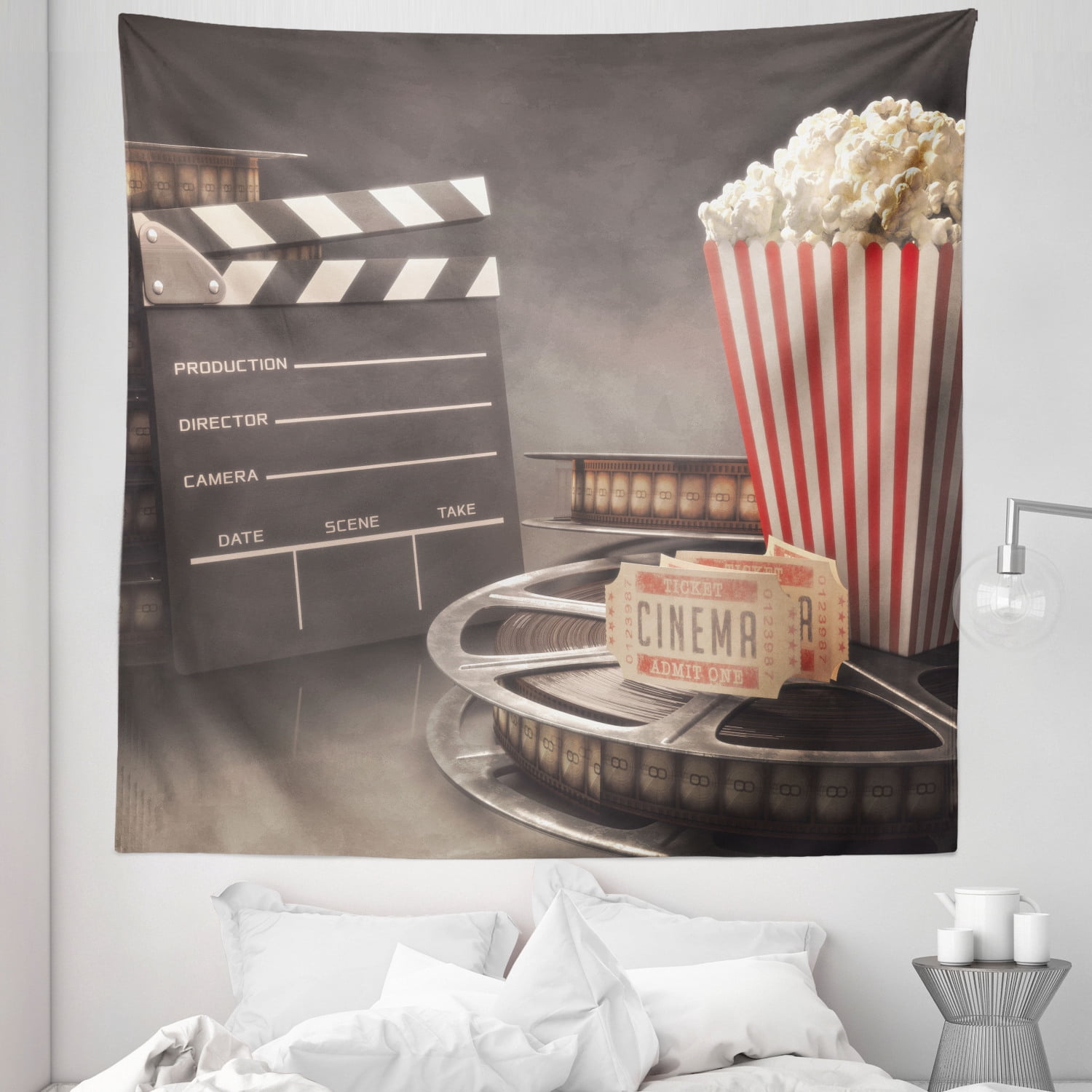 Movie Theater Tapestry, Old Fashion Entertainment Objects Related to ...