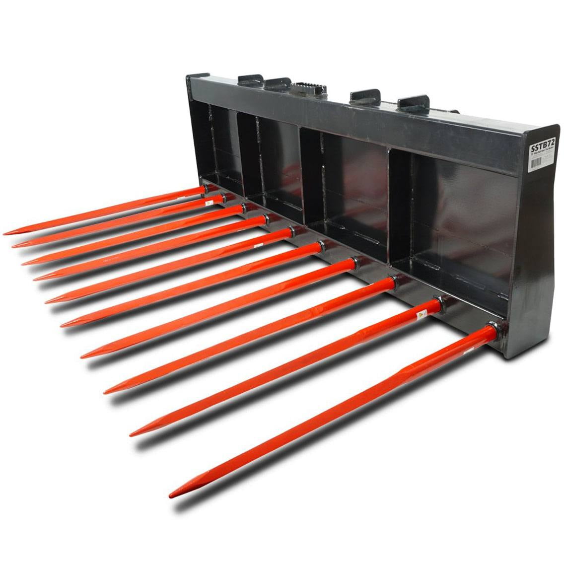 Titan 72" Tine Bucket Silage Rake Manure 49" Hay Bale Spears Skid steer ...