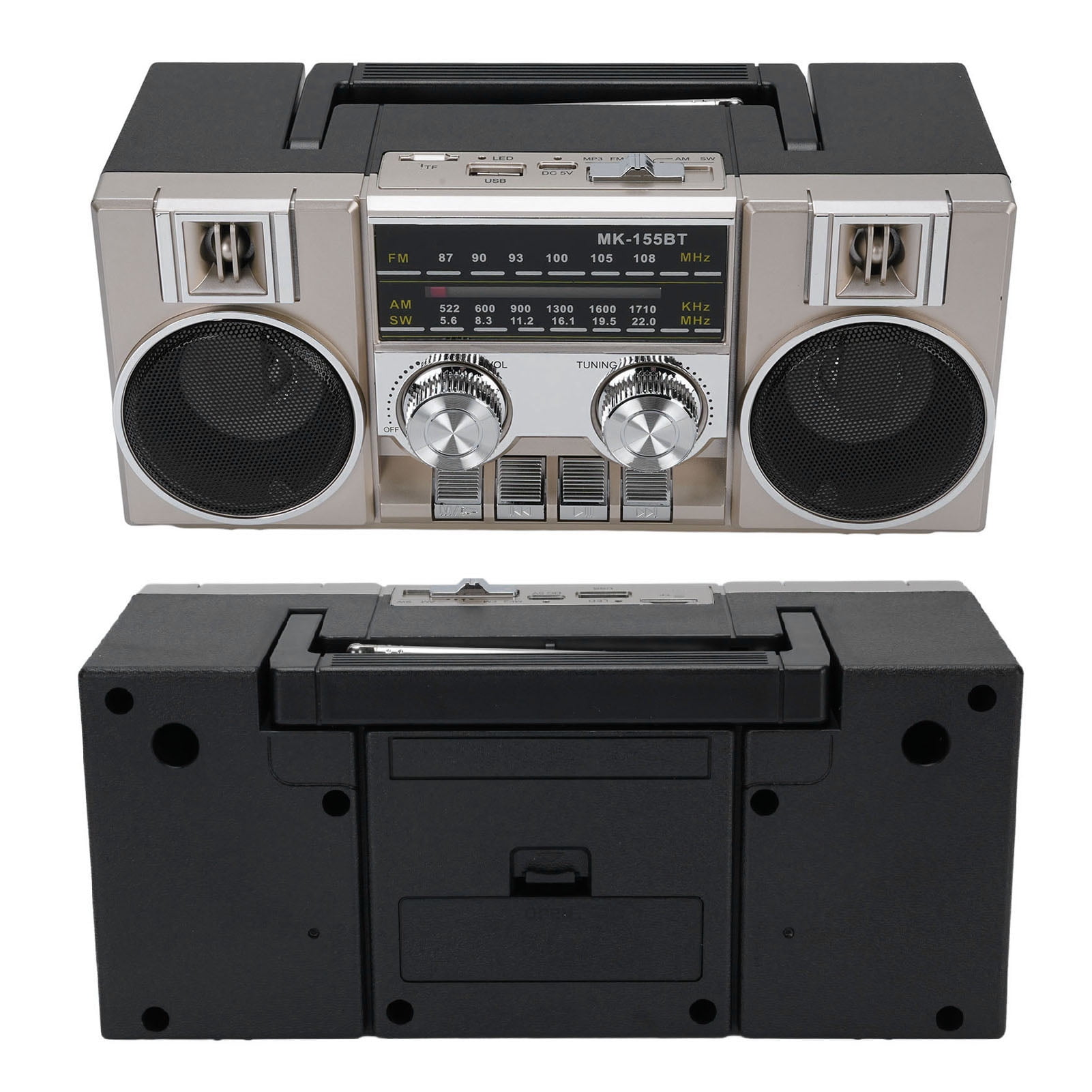 Radios Portable AM FM, Full Band Portable Radio with RGB Speaker, Clear ...