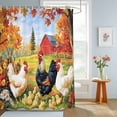 Bathroom Shower Curtain Watercolor Farm Rooster Barn Waterproof Shower ...