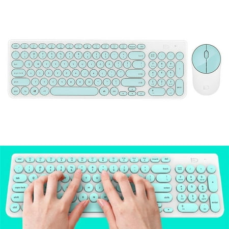 Gaming 2.4G Wireless Keyboard and Mouse Round Key, Retro Round Keycap ...