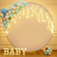 7.2 FT White Round Backdrop Cover with Lights String for Circle Arch ...