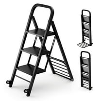 2 in 1 Step Ladder & Hand Truck,Aluminum 3 Step Stool,Folding Ladder ...