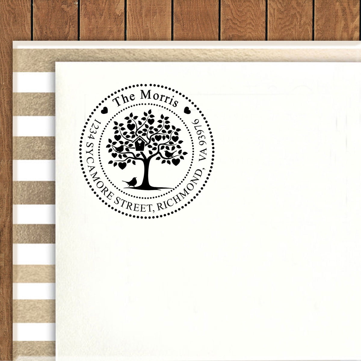 Printtoo Self Inking Tree Design Custom Round Rubber Stamp Personalized ...