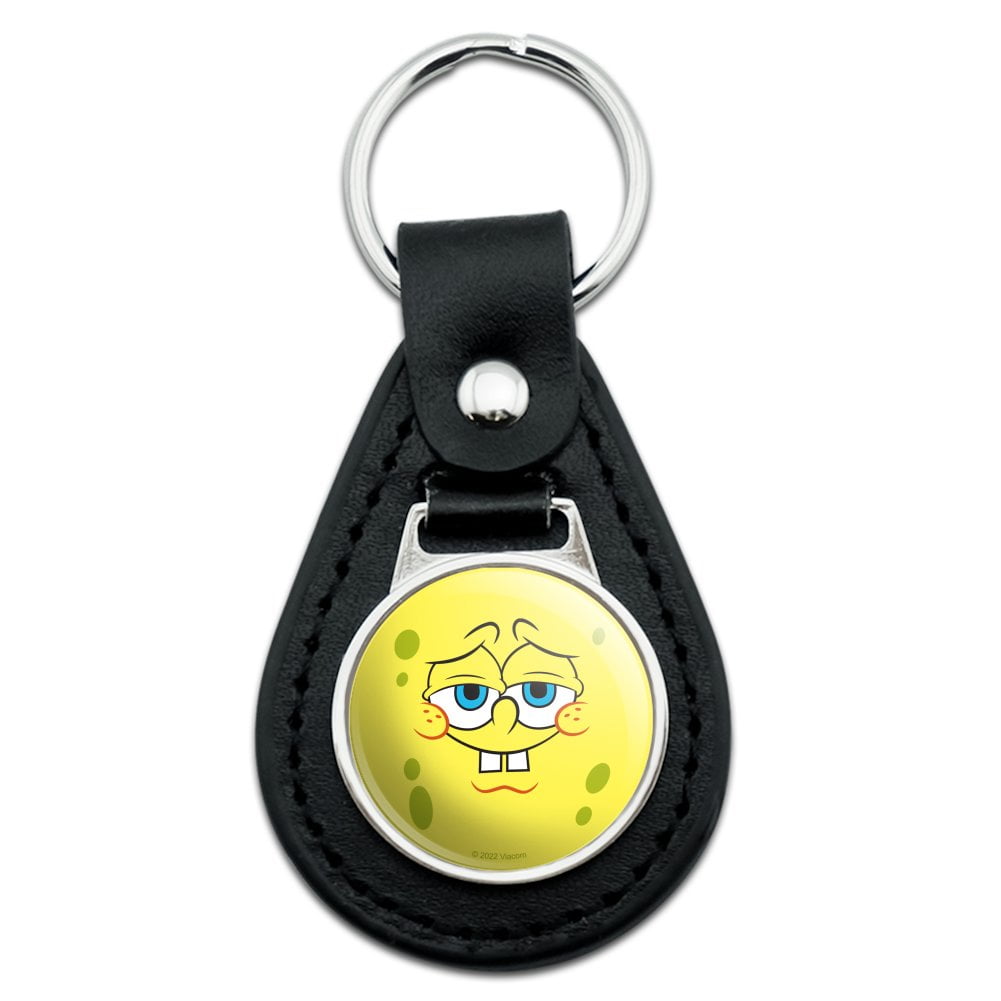 Black Leather SpongeBob Confident Face Keychain - Walmart.com