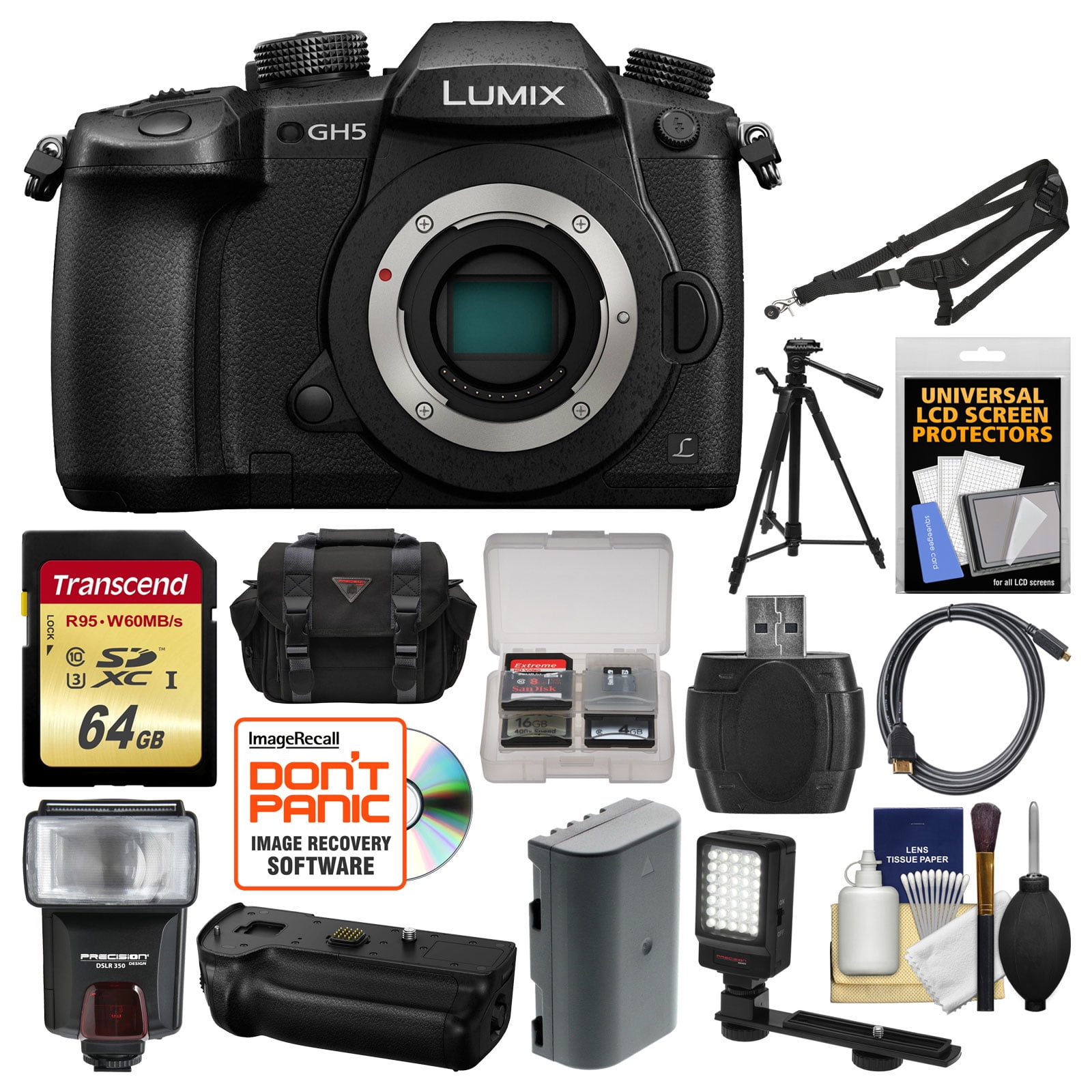 Panasonic Lumix DC-GH5 Wi-Fi 4K Digital Camera Body with 64GB Card ...