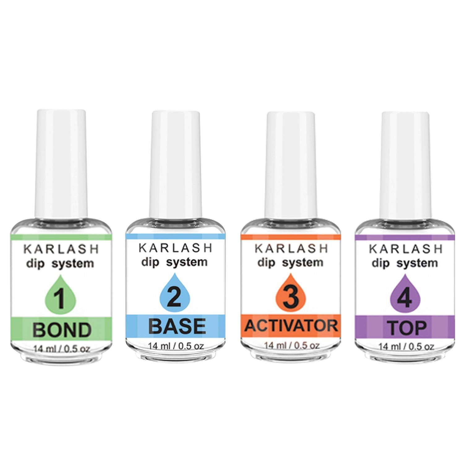 Karlash Gel dipping powder set of 4 Gel Base, Gel Top, Bond, Activator ...