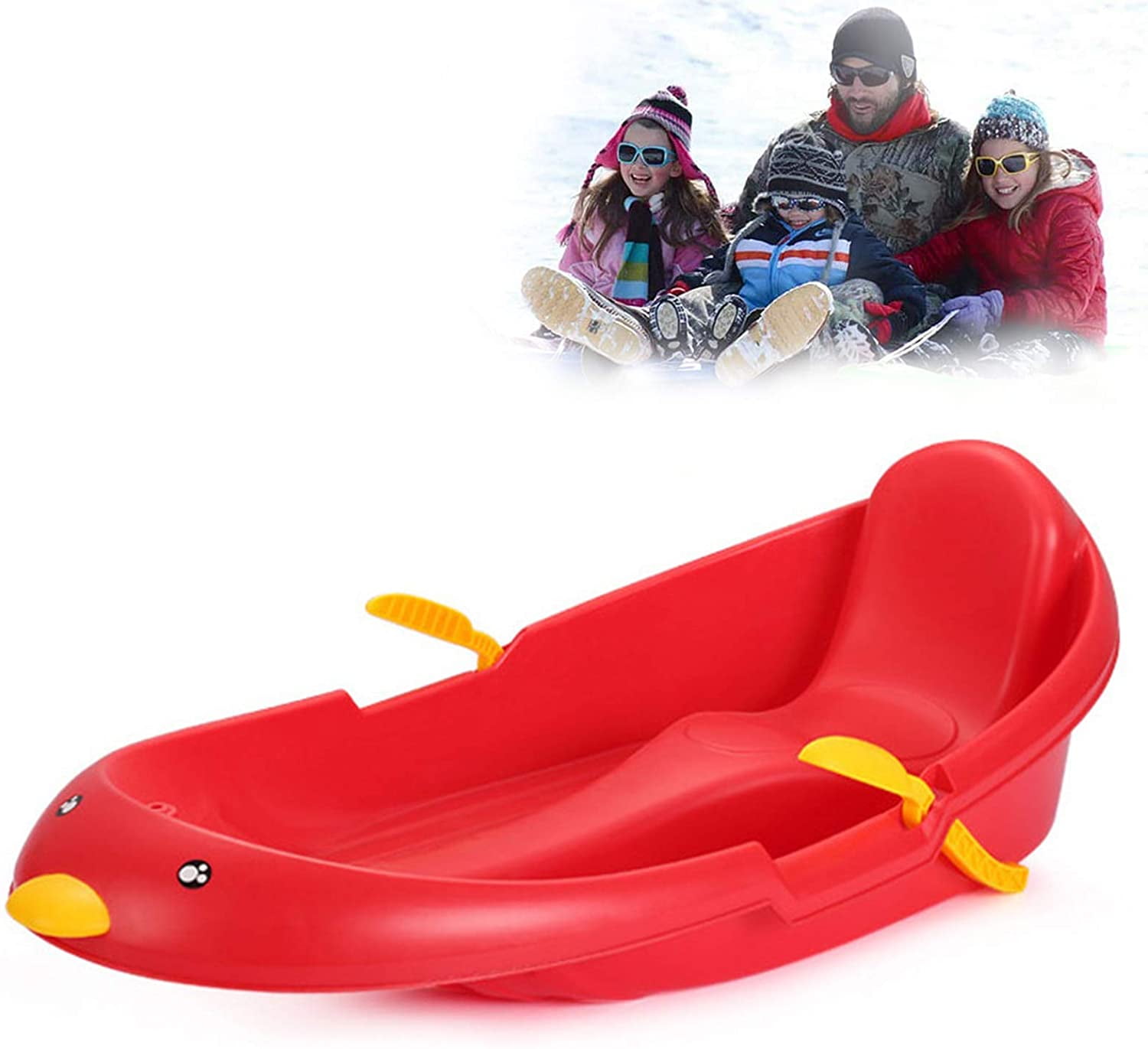 Sledge Bob Sled Sleigh Children Steering Slide with Drawstring & Brake ...
