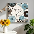 Blue Brown Flower Canvas Wall Art for Living Room, Laugh Love Live ...