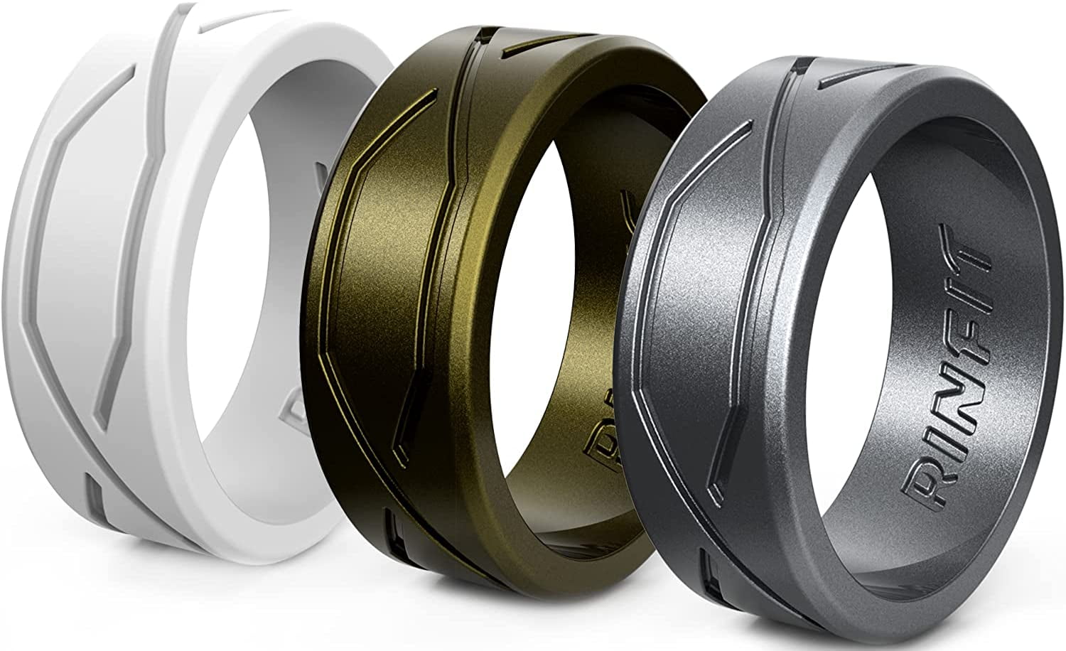 Rinfit Silicone Wedding Ring for Men - Soft Rubber Wedding Band ...