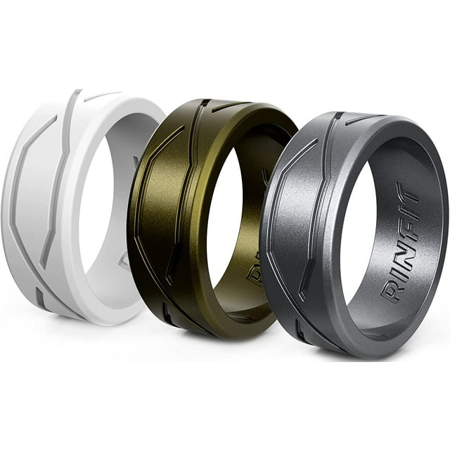 Rinfit Silicone Wedding Ring for Men - Soft Rubber Wedding Band ...