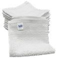 24 Pack - 12 x 12 White Cotton Ribbon Washcloths Rags - Lt Weight Thin ...