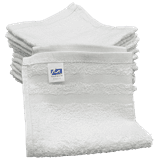 24 Pack - 12 x 12 White Cotton Ribbon Washcloths Rags - Lt Weight Thin ...