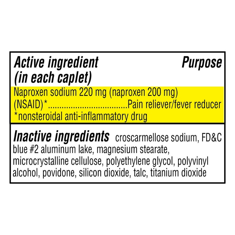 Aleve Tablets Label