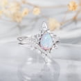 Pear Shaped White Opal Engagement Ring Set, 14k White Gold Plated ...