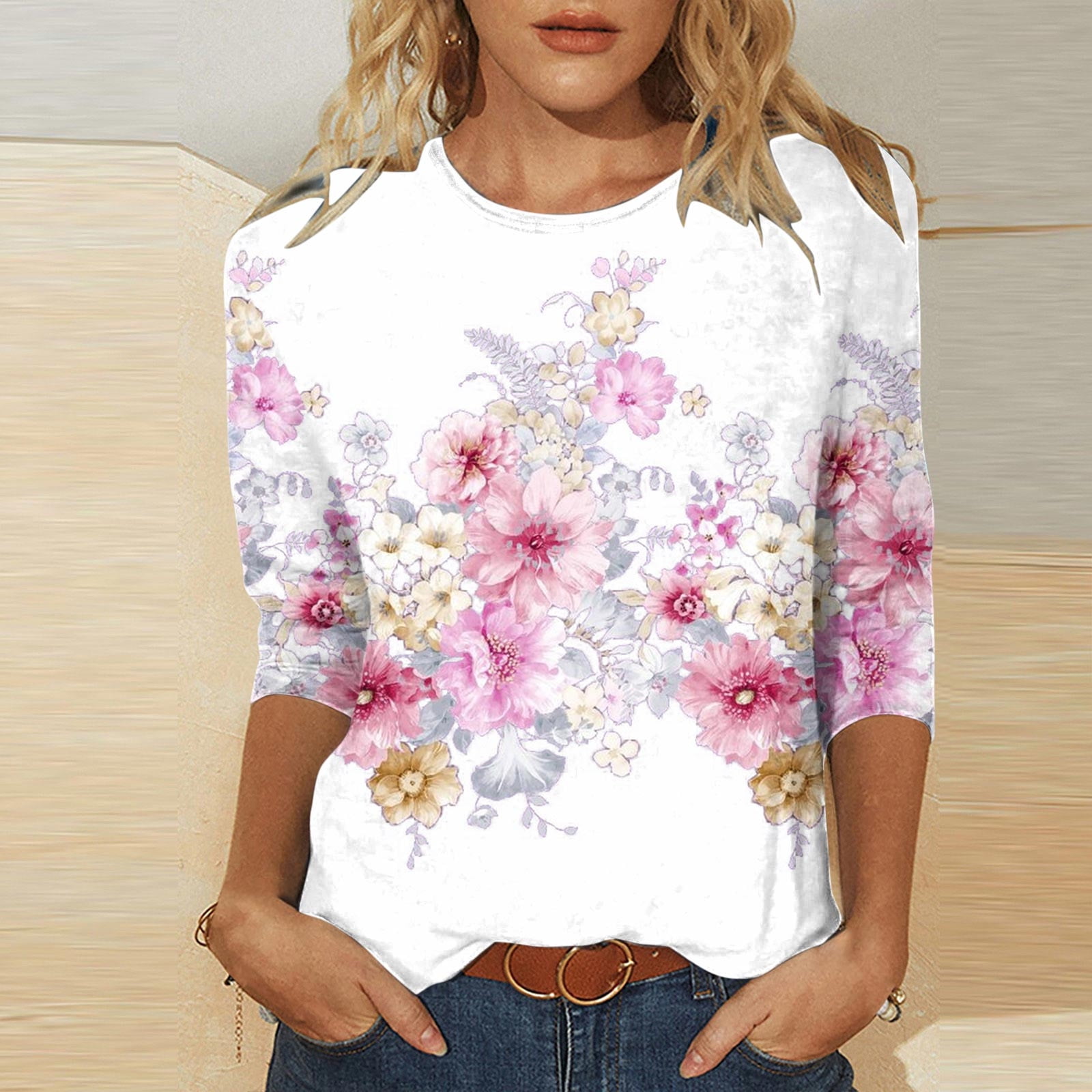 Click here for Xihbxyly Womens Tops Casual Womens Fashion Three Q... prices