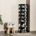 Costway 7-Tier Wooden Shoe Rack Organizer with Display Shelves - Black ...