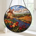 Windmill Field Stained Glass Style Suncatcher – Countryside Window ...