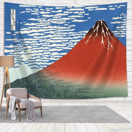 Asian Japanese Mount Fuji Volcano Red Sun Tapestry, Japan Traditional ...