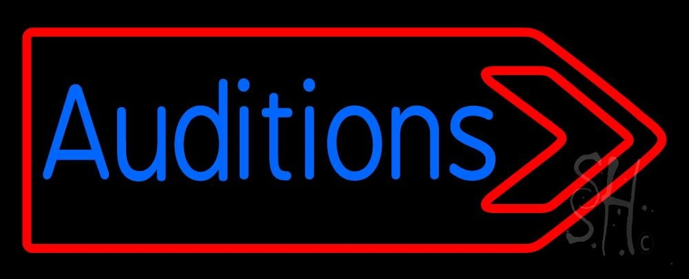 Blue Auditions With Arrow LED Neon Sign 10" Tall x 24" Wide - inches ...