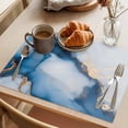 Blue Marble Placemats Set of 8, Cotton Linen Fabric Place Mats, Modern ...