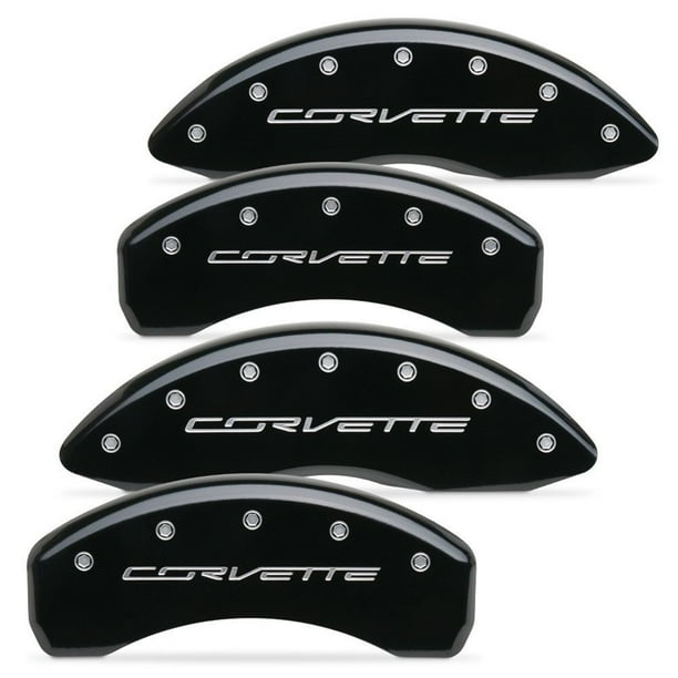 C7 Corvette Brake Caliper Cover Set - Gloss Black with CORVETTE Script ...