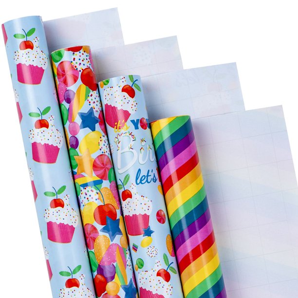 LeZakaa Birthday Wrapping Paper Jumbo Roll With 4 Design Ice Cream lezakaa-birthday-wrapping-paper-jumbo-roll-with-4-design-ice-cream