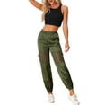 Allegra K Mesh Panel Pant for Women's High Waist Sheer Sports Elastic ...
