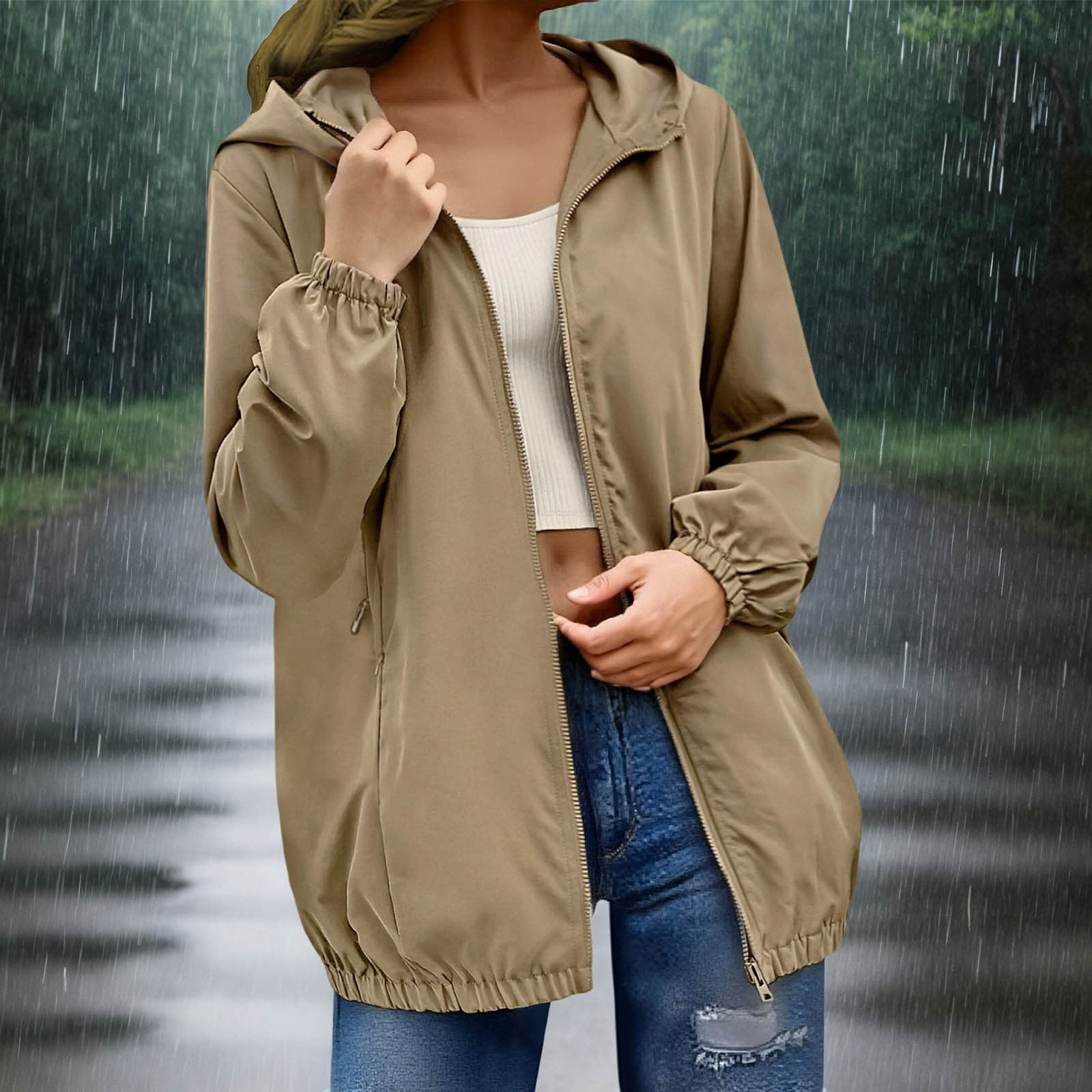 Click here for Pincandy Womens Rain Jacket Plus Size Long Raincoa... prices
