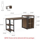 Tribesigns 47 Inch Computer Desk with Storage Shelves, Home Office Desk ...