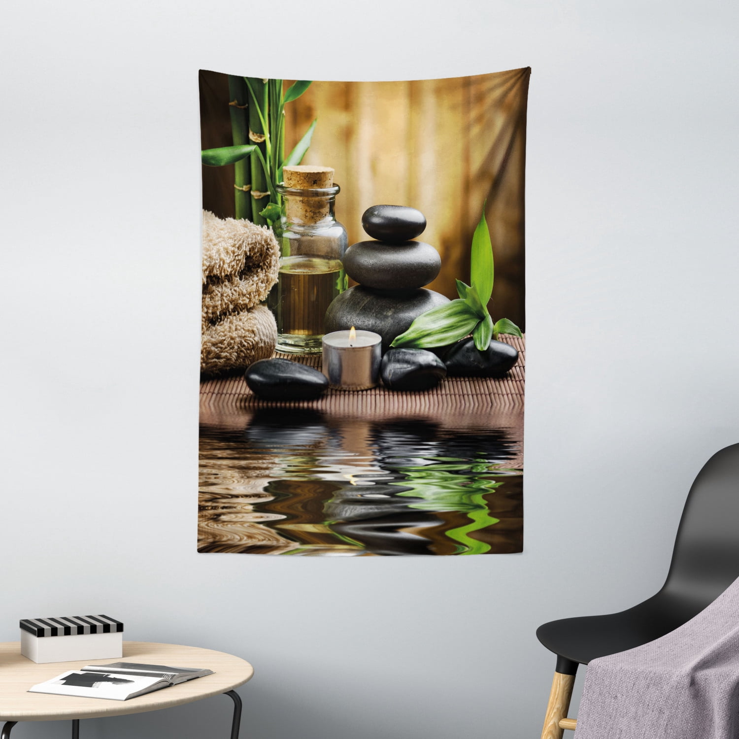 Spa Tapestry, Asian Zen Massage Stone Triplets with Herbal Oil and ...