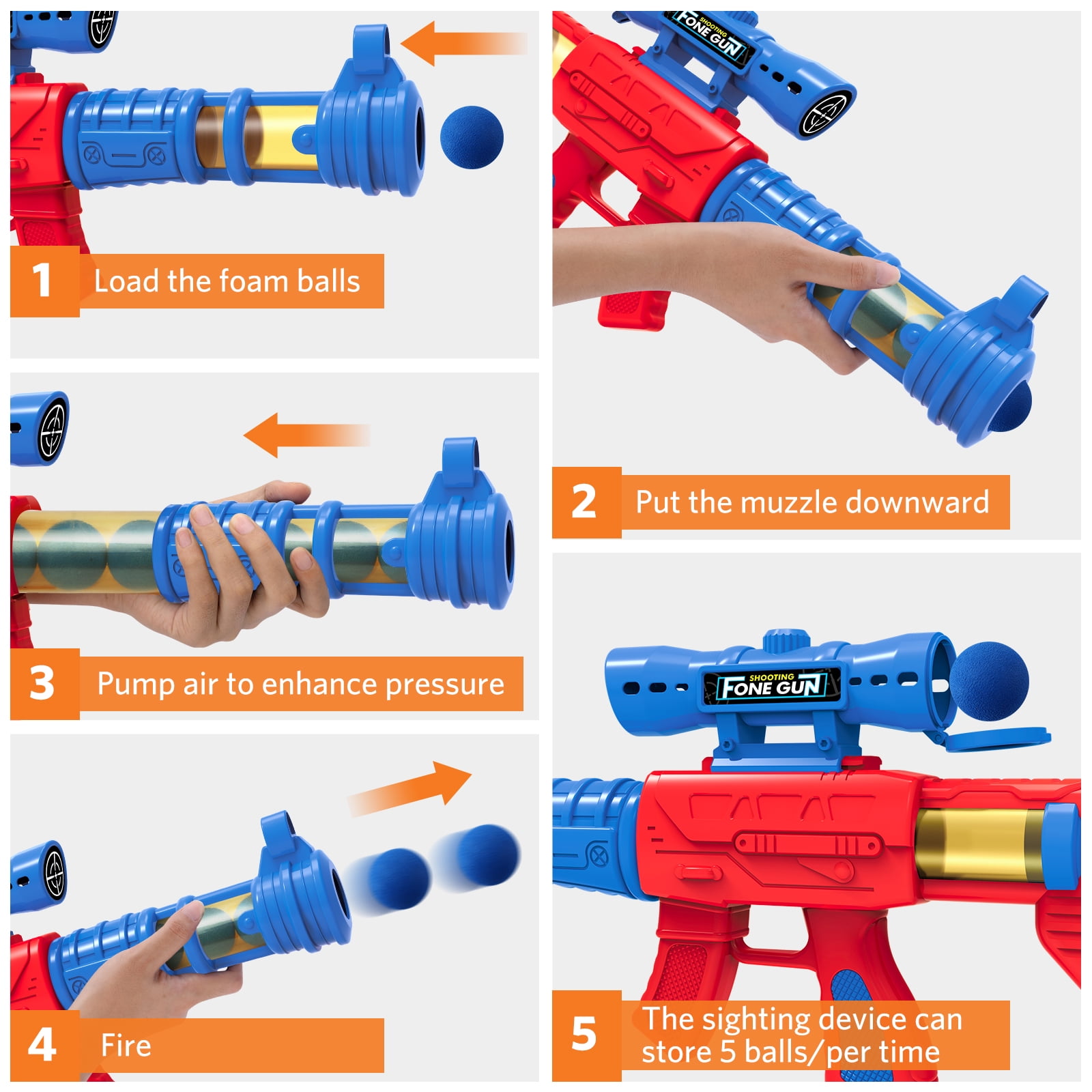 Buy Shooting Game Toy for Kids Foam Ball Shooting Air Toy Guns 2 Player ...