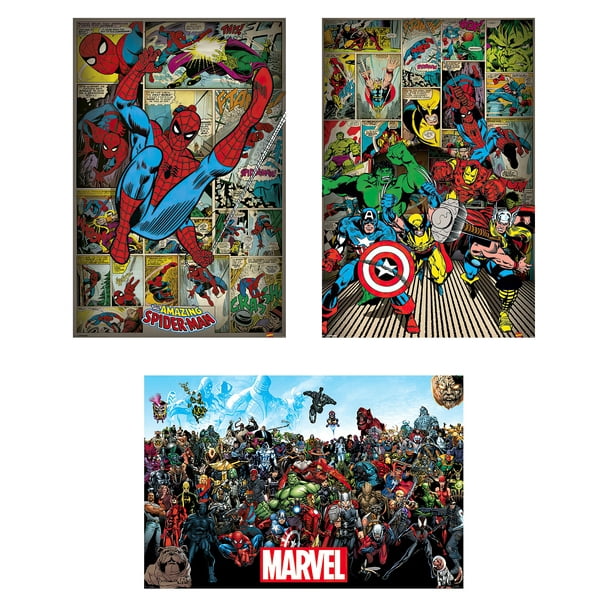 Marvel Comics Retro Posters - 3 Piece Poster Set #2 (Spider-Man & The ...