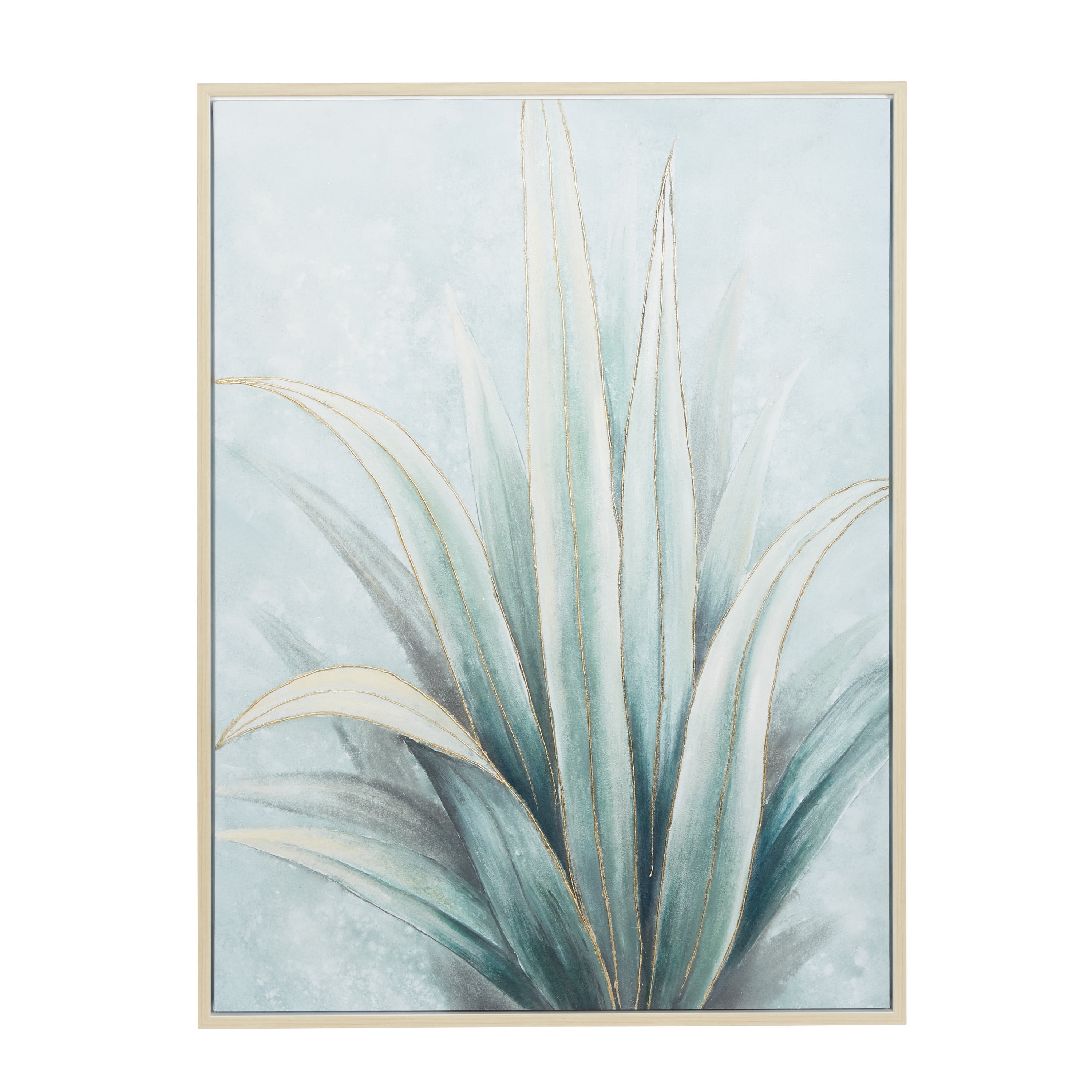 36" x 47" Handmade Agave Leaf Framed Wall Art with Beige Frame, by ...