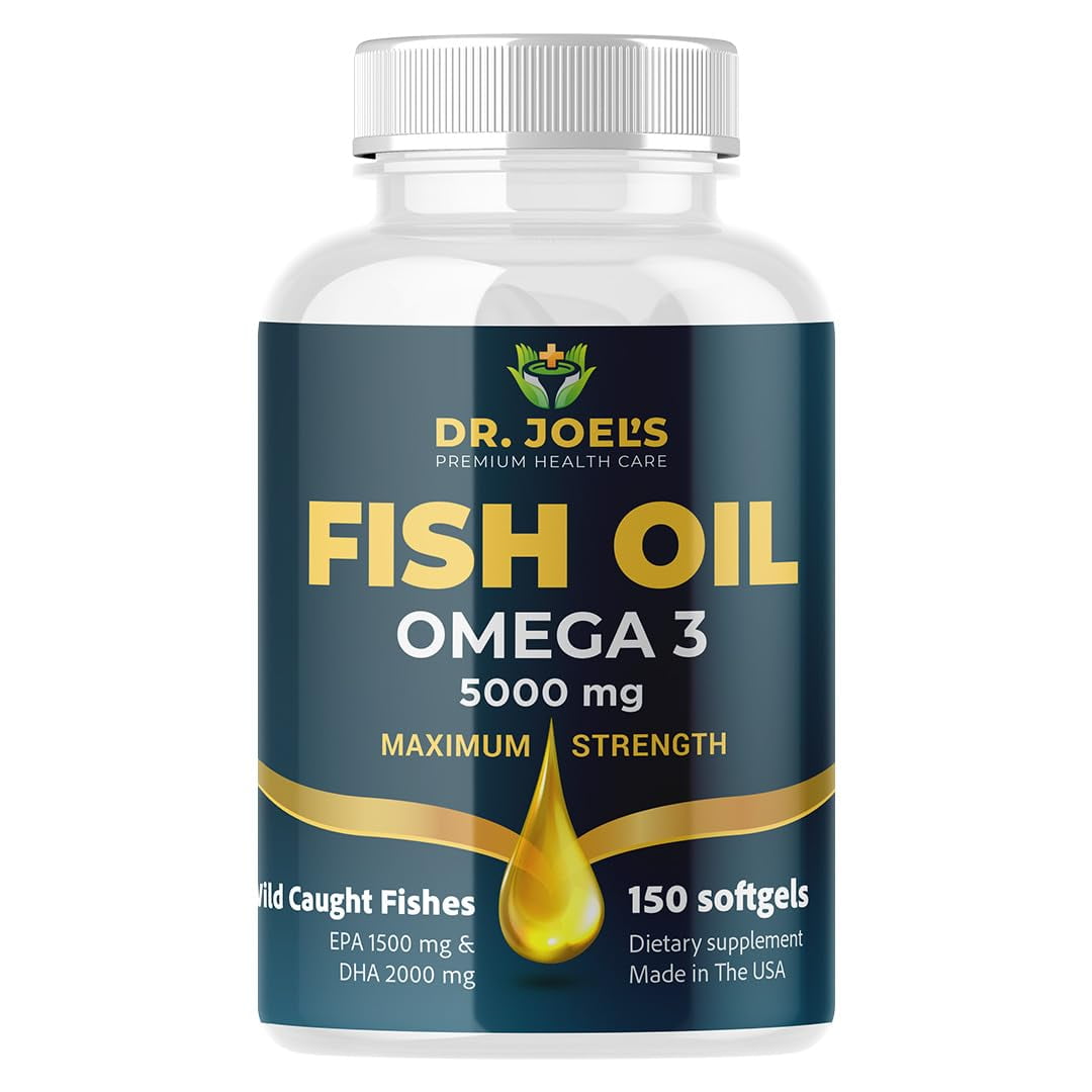 Dr JOEL's Fish Oil Omega 3 5000mg - No Fishy Burp - High DHA 2000mg ...