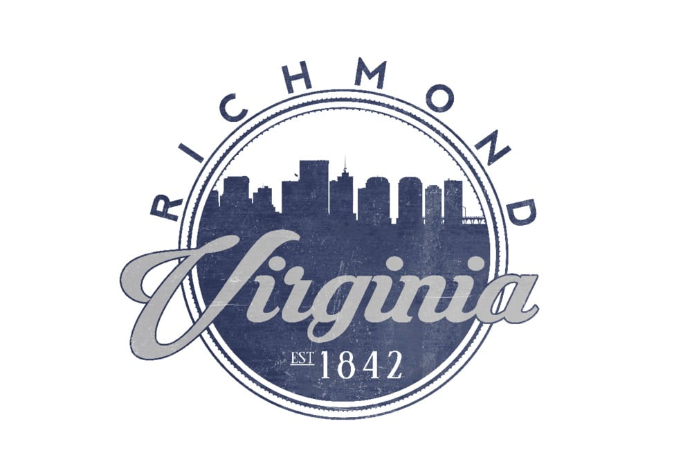 Richmond, Virginia, Skyline Seal (Blue) (36x54 Giclee Gallery Art Print ...