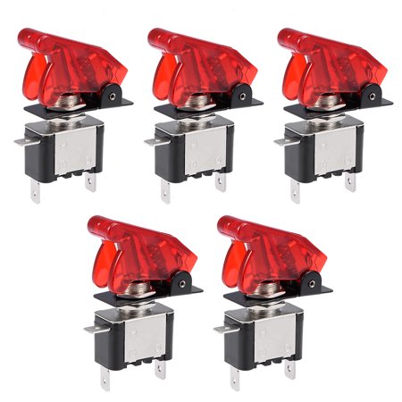 5Pcs SPST Latching Rocker Toggle Switch Red LED Light 20A 12V 3P ON-OFF ...