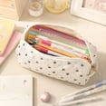 Cute Bow Print Canvas Pencil Case, Zipper Stationery Pouch, Portable ...