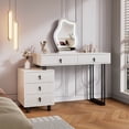 Amawx Adjustable-Length Vanity with Cloud LED Mirror - Modern Makeup ...