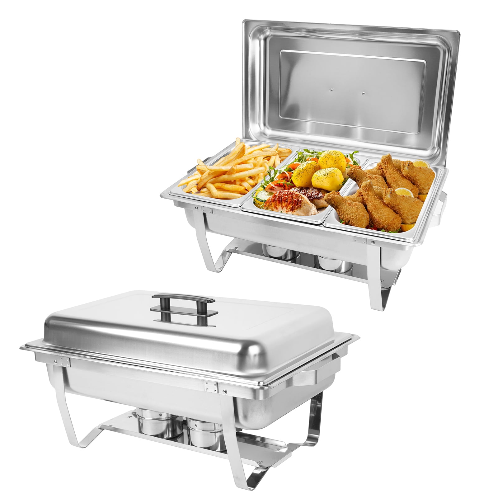 IMACONE Chafing Dish Buffet Set 2 Packs 8 Qt. Stainless Steel Foldable ...