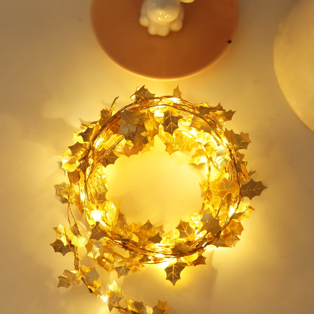 Gostoto 6.5FT 20 LEDs Golden Butterfly Golden Leaves Lights String ...