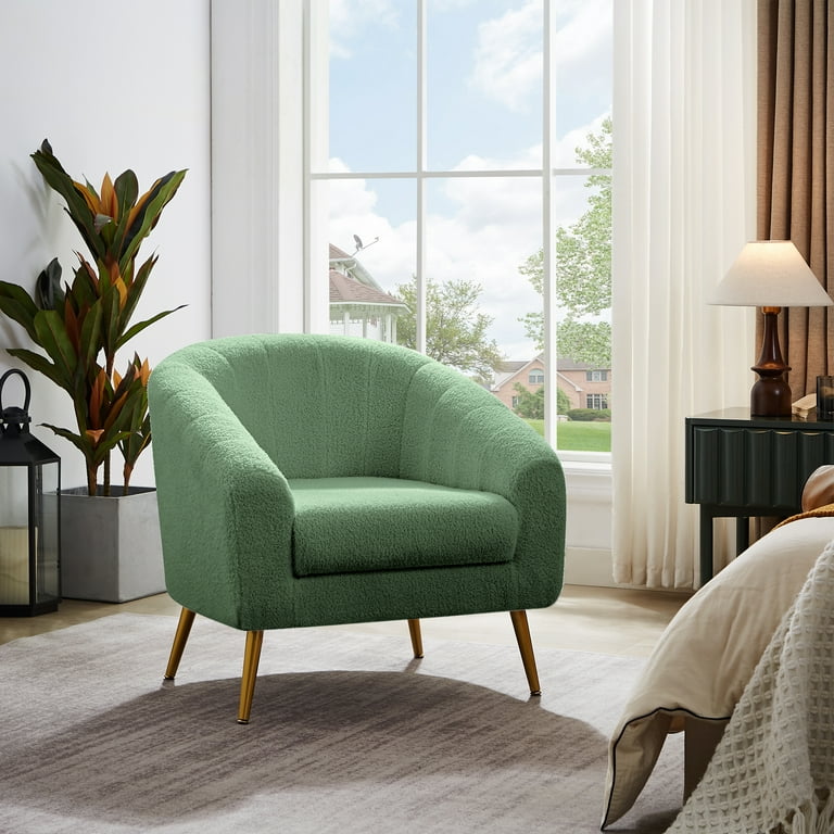 Cocosity Modern Contemporary Accent Chair Armchairs with Gold Metal Legs Sage Green Armchairs Accent Chairs for Bedroom Living Reading Room
