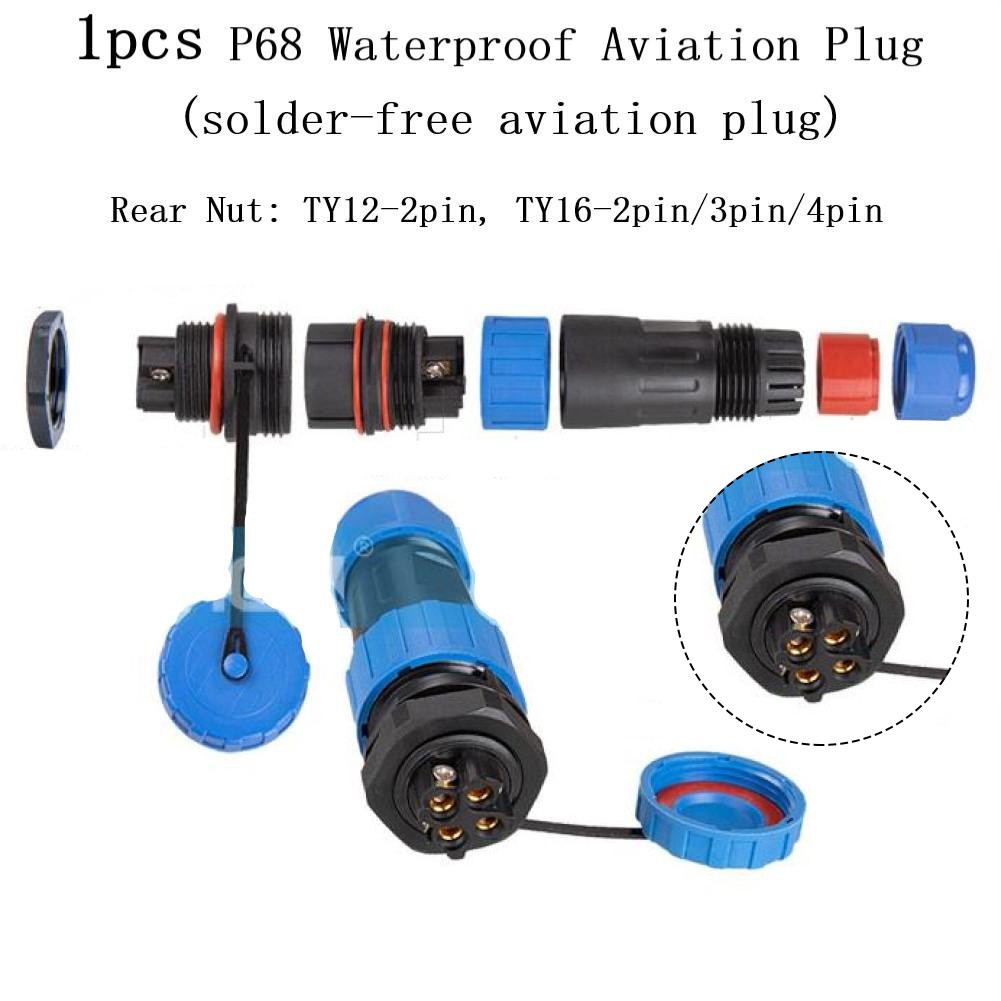 1Pcs Ip68 Screw Wiring Waterproof Aviation Plug Rear Nut Connector 2 ...