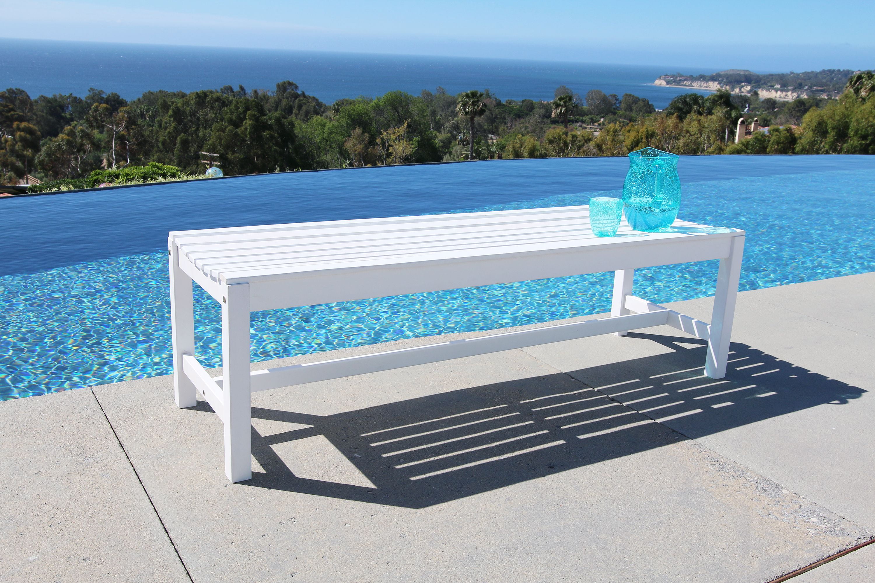 Bradley Eco-friendly 5-foot Backless Outdoor White Wood Garden Bench ...