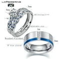 Adjustable size Wedding Ring Sets His And Hers Couples Women 925 ...