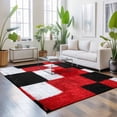 Black Red Patchwork Area Rugs 5x7ft Modern Abstract Red Black White ...